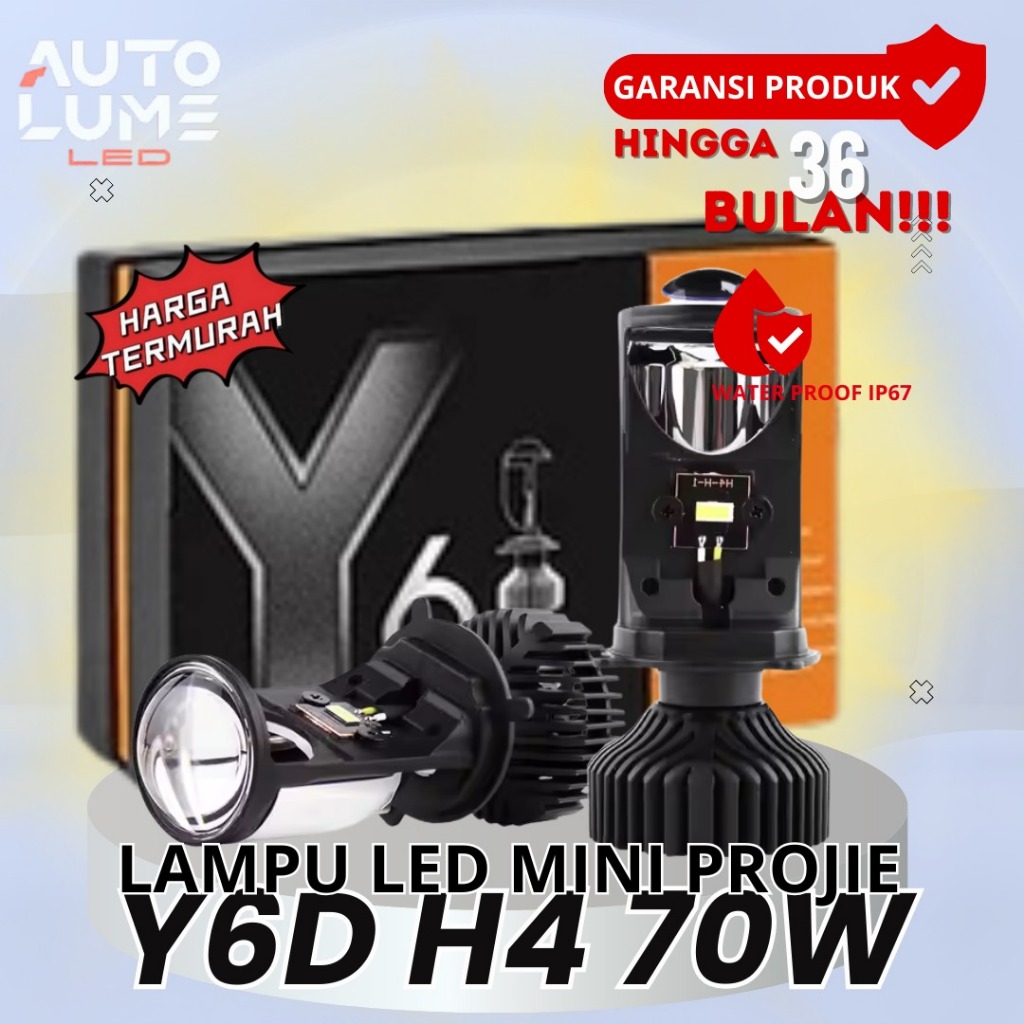 Jual 【Autolume】Y6D Lampu Mini Projie LED H4 70W - Super Terang | Mobil ...