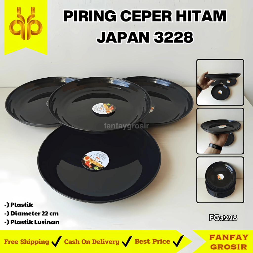 Jual [FG] Piring Ramen Ceper Bulat Plastik Hitam & Warna PASTEL Japan ...