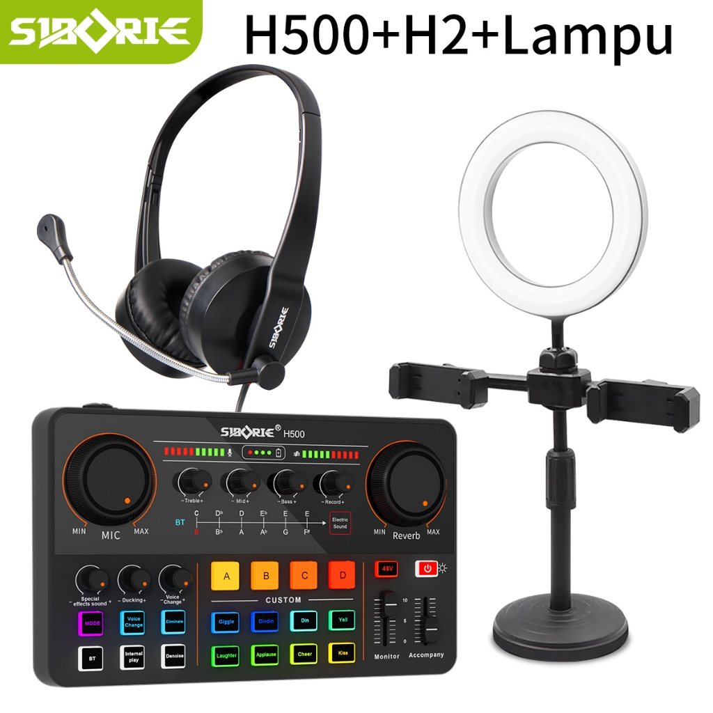 Jual Siborie Soundcard H500+H2 Headphone+Lampu Live Streaming Of All ...
