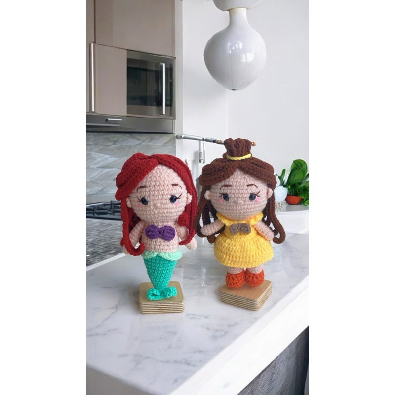 Jual Princess Ariel Mermaid / Princess Belle Crochet Doll | Shopee ...