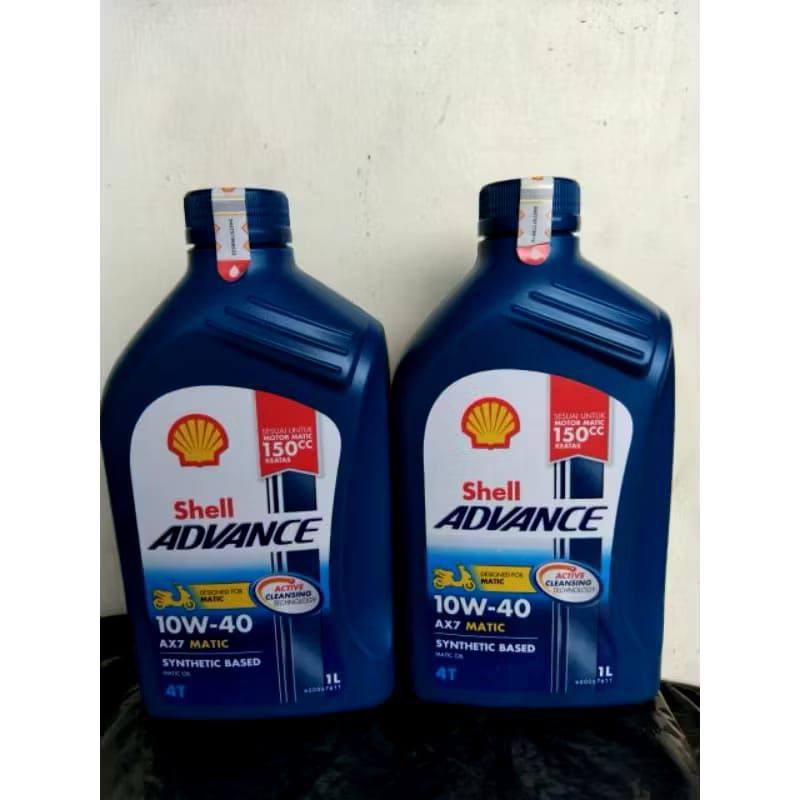 Jual PAKET 2 BOTOL OLI SHELL ADVANCE AX7 MATIC 1L 10W-40 4T SHYNTETIC BASED | Shopee Indonesia