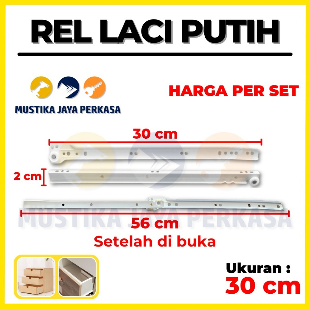 Jual Rel Laci Roda 30 cm Rel Laci Besi VENDORO Putih untuk Laci dan ...