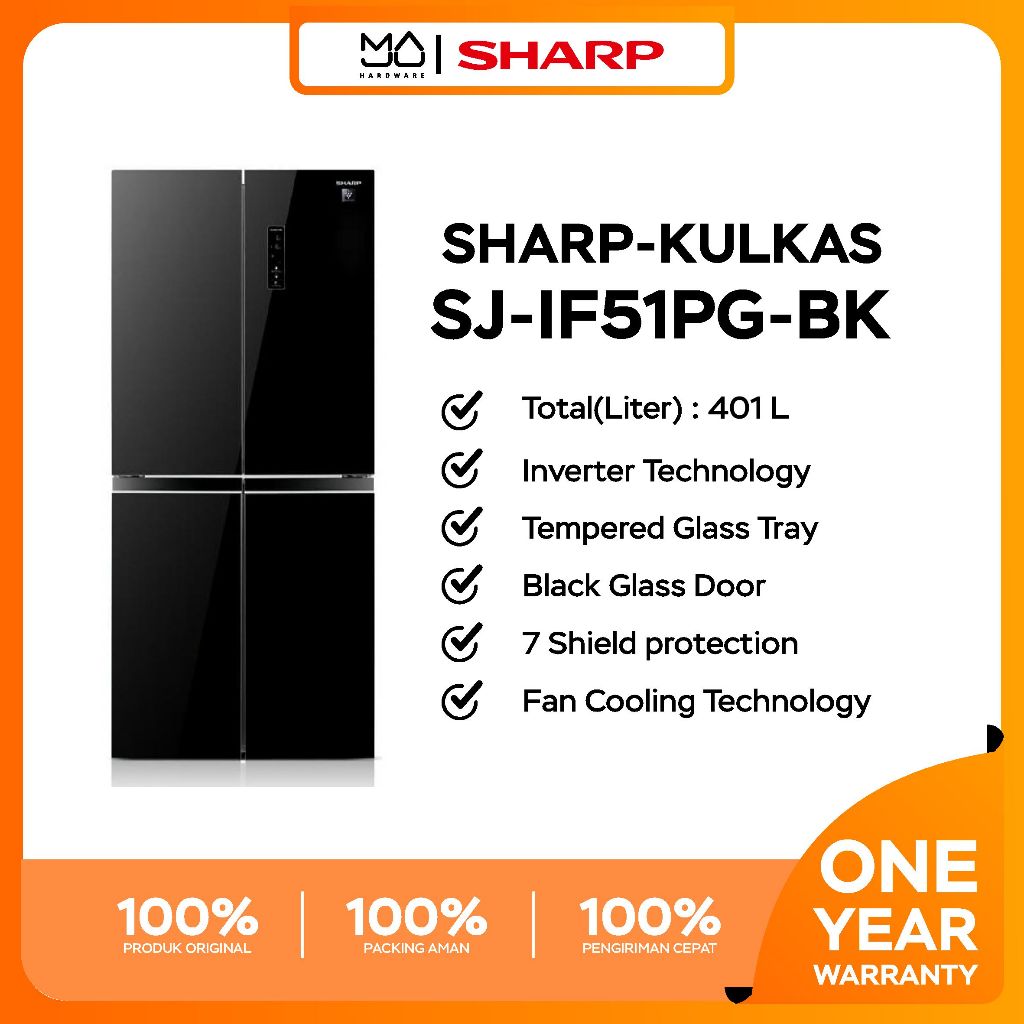 Jual SHARP Kulkas 4 Pintu SJ-IF51PG-BK - Garansi Resmi | Shopee Indonesia