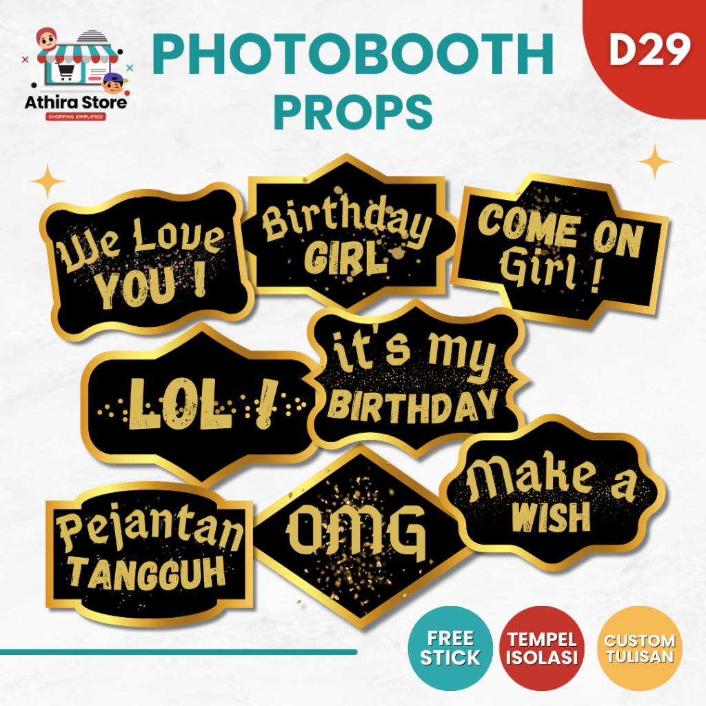 Jual D29 Photobooth props black gold wedding pernikahan dekorasi pesta ...