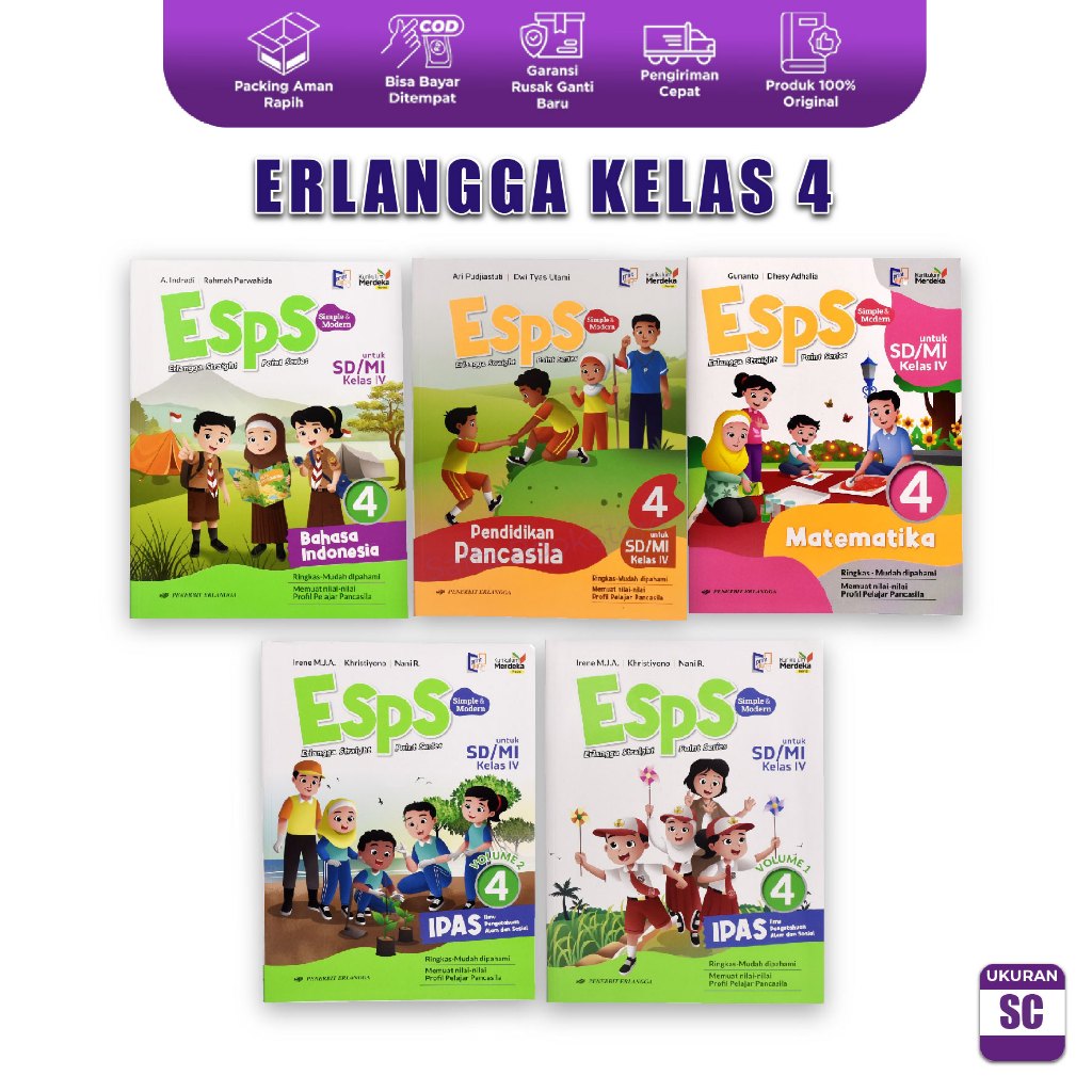 Jual Asli Buku Pelajaran Siswa SD Kelas 4 Kurikulum Merdeka ESPS Erlangga Tahun Terbaru Lengkap ...