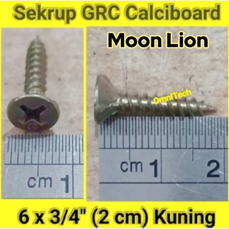 Jual "10 Pcs" Sekrup GRC Kalsi Calsi Calci 6 x 3/4" 2 cm 6x3/4" Kuning ...