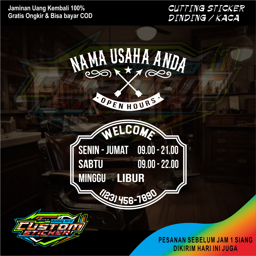 Jual NEW CUSTOM STICKER CUTTING KACA/DINDING TOKO BARBER SHOP PANGKAS ...