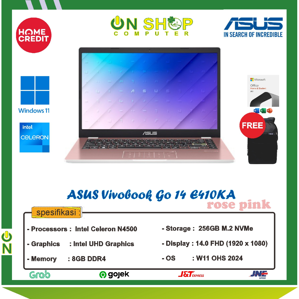 Jual ASUS Vivobook Go 14 E410KA FHD4822M Celeron N4500 8GB 256GB W11 ...