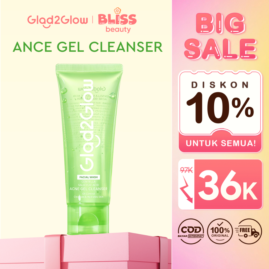Jual [Toko Resmi]Glad2Glow Centella Salicylic Acid Acne Gel Cleanser ...