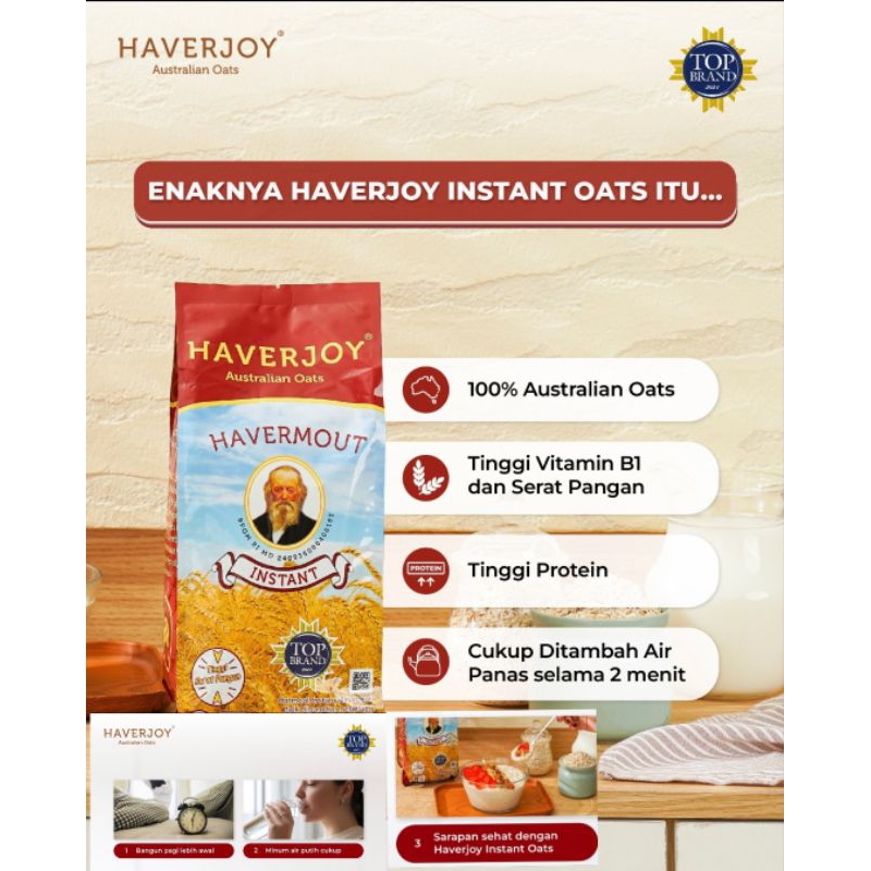Jual haverjoy 1 kg instant oat merah / gandum tanpa masak. australian ...