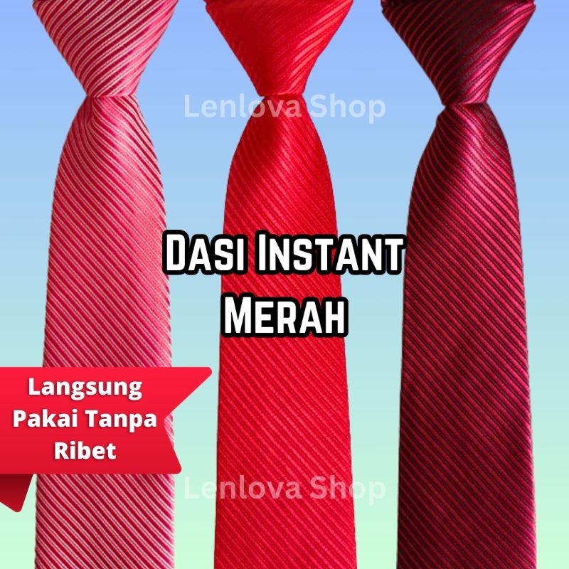 Jual Dasi Instant Merah Polos Salur Formal/Kerja/Pernikahan/Ujian ...