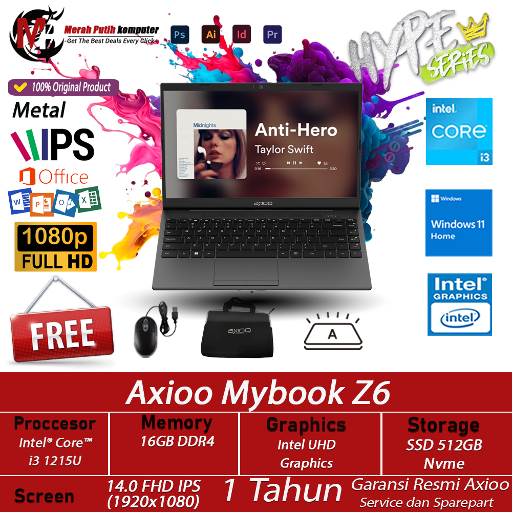 Jual Laptop Axioo Mybook Z6 Metal Intel i3 1215U 16GB 512GB SSD 14.0 FHD IPS BL Windows 11 ...