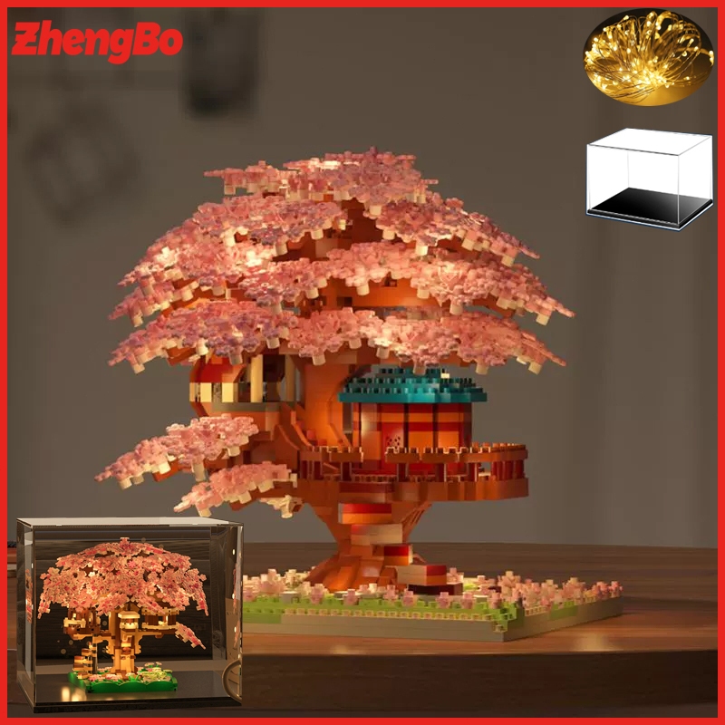 Jual ZhengBo Mainan Bricks Sakura Pohon DIY Bunga Mini Puzzle Kreatif ...