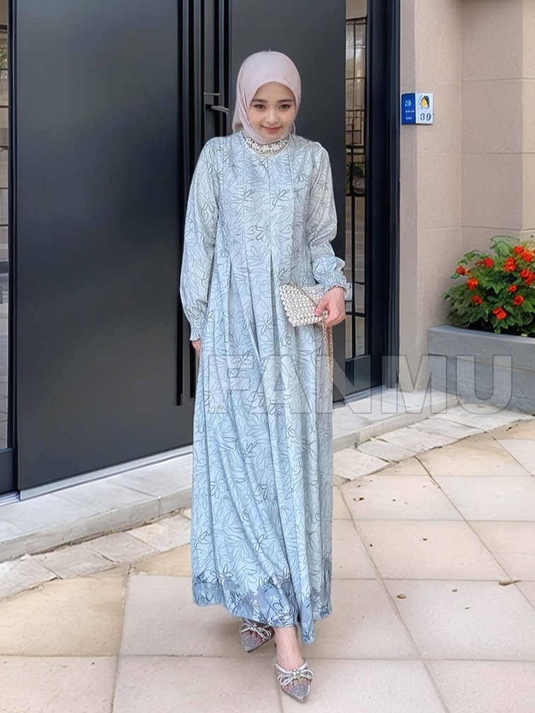 Jual Gamis Silk Motif Premium/Busui Friendly/Dress Muslim Korea Bahan ...