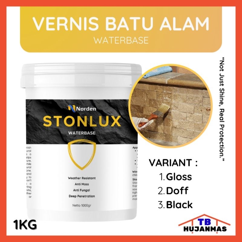 Jual STONLUX Vernis Batu Alam 1Kg Waterbase Gloss Doff Black Stone ...