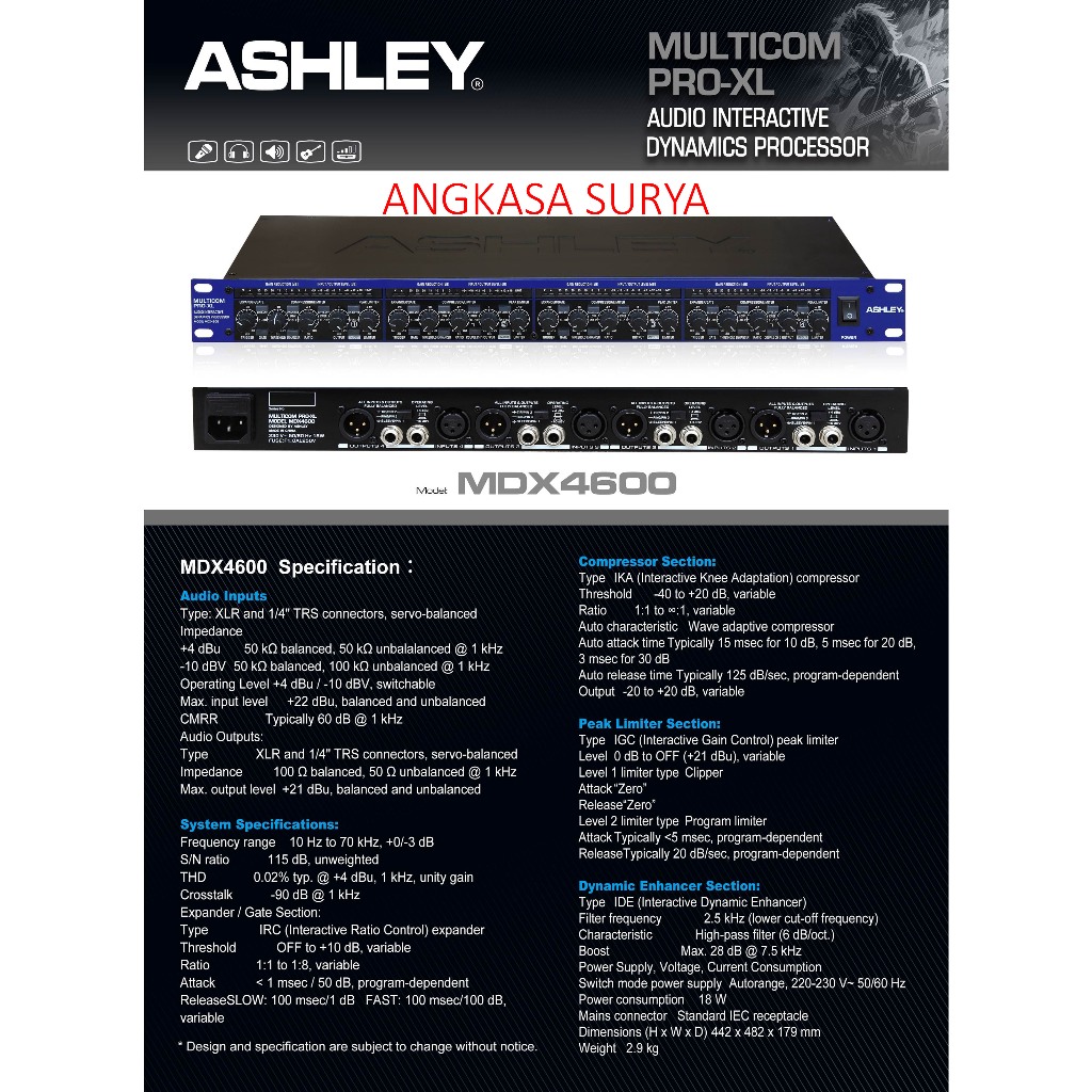 Jual COMPRESSOR ASHLEY MDX 4600 ORIGINAL / MULTIGATE LIMITER ASHLEY ...