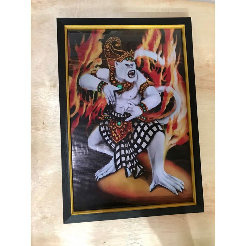 Jual hiasan dinding lukisan cetak gambar Hanoman putih plus bingkai ...