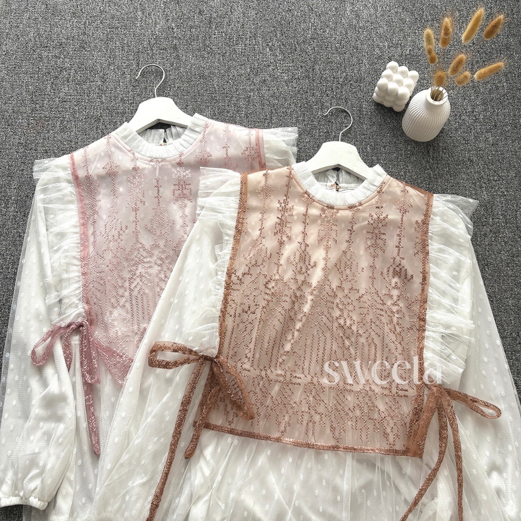 Jual SWEETA | Blouse Tille mix Vest Lace | Hyget Furing Tille Dot | LD ...