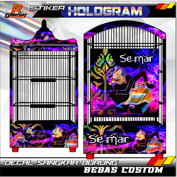 Jual STICKER Hologram DECAL SANGKAR wayang semar KANDANG KOTAK STIKER ...