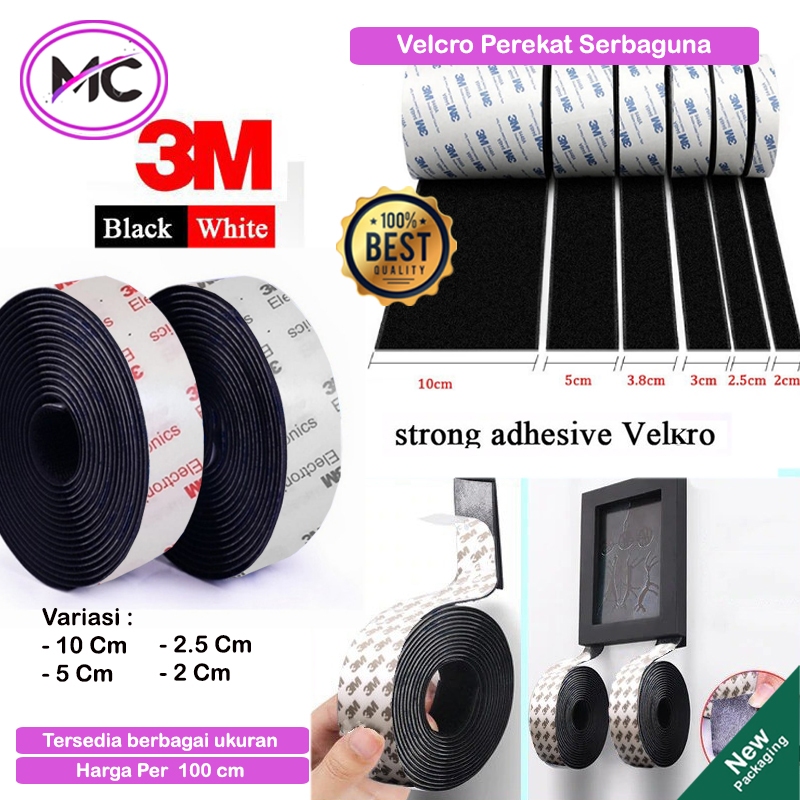 Jual Double Tape Super Kuat Velcro Tape 3m Kasar Halus Original Hitam ...