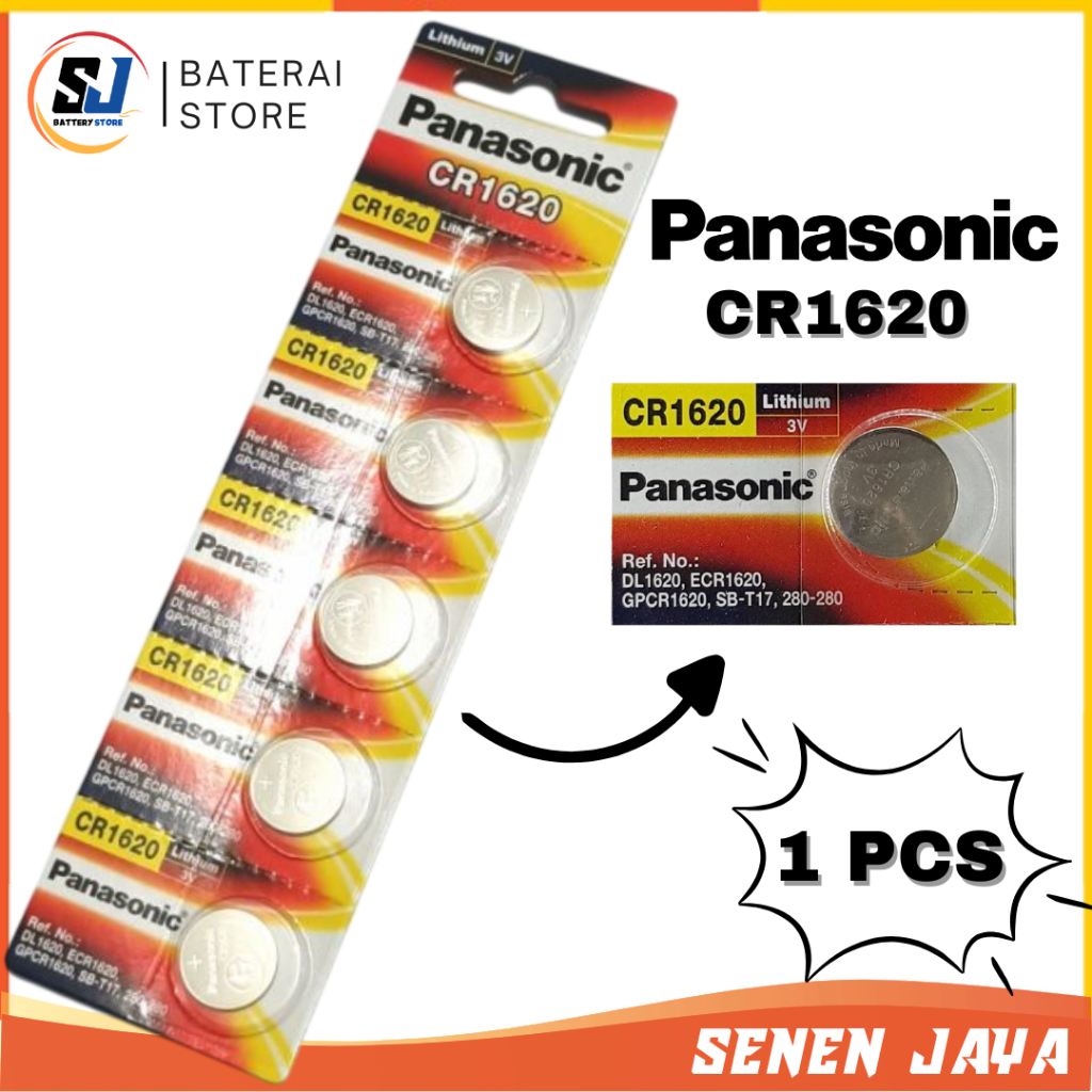 Jual BATERAI CR1620 Panasonic 1 PCS Battery BATRE BATRAI Batrei 3 Volt ...