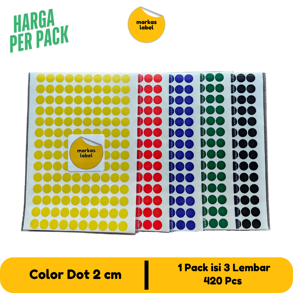 Jual MARKAS LABEL Sticker Color Dot Warna Bundar 2 cm 420 Pcs | Shopee ...
