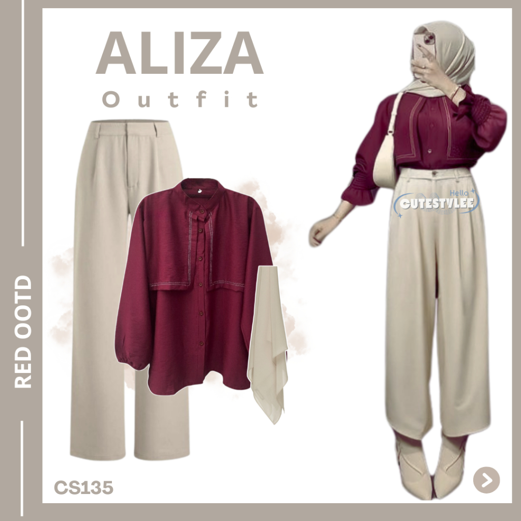 Jual Setelan Wanita 3in1 (Triana Blouse , Celana Loose Pants , Hijab Bella Square) Summer Style ...