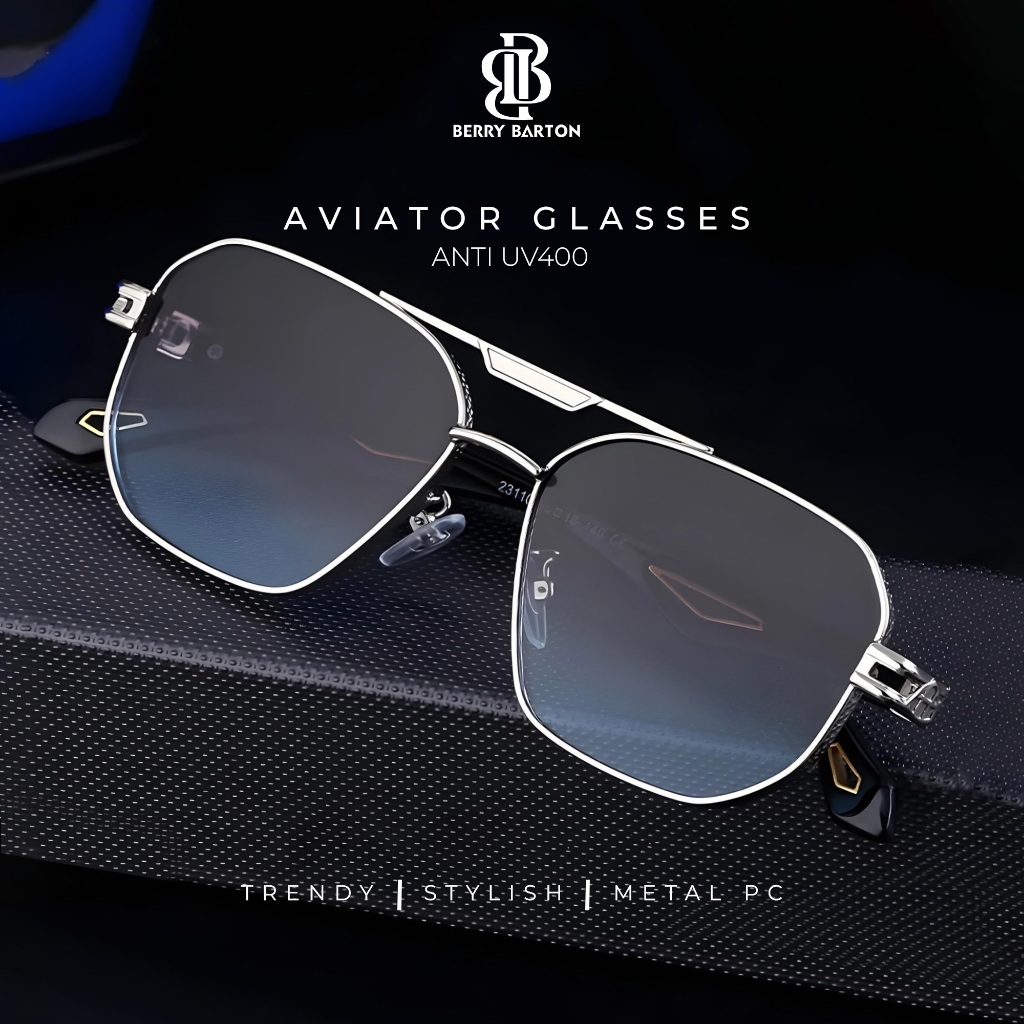 Jual Berrybarton Kacamata Hitam Aviator PC Metal Sunglasses Fashion Style Pria Wanita Anti UV400 ...