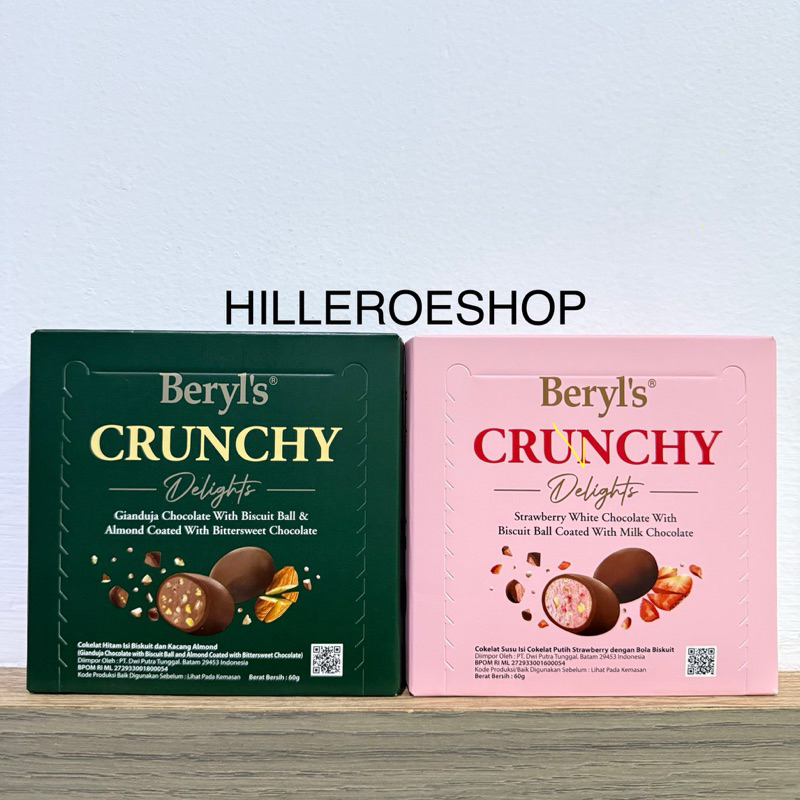 Jual COKLAT BERYL'S 60GRAM CRUNCHY DELIGHT STRAWBERRY WHITE CHOCOLATE WITH BISCUIT COATED MILK ...