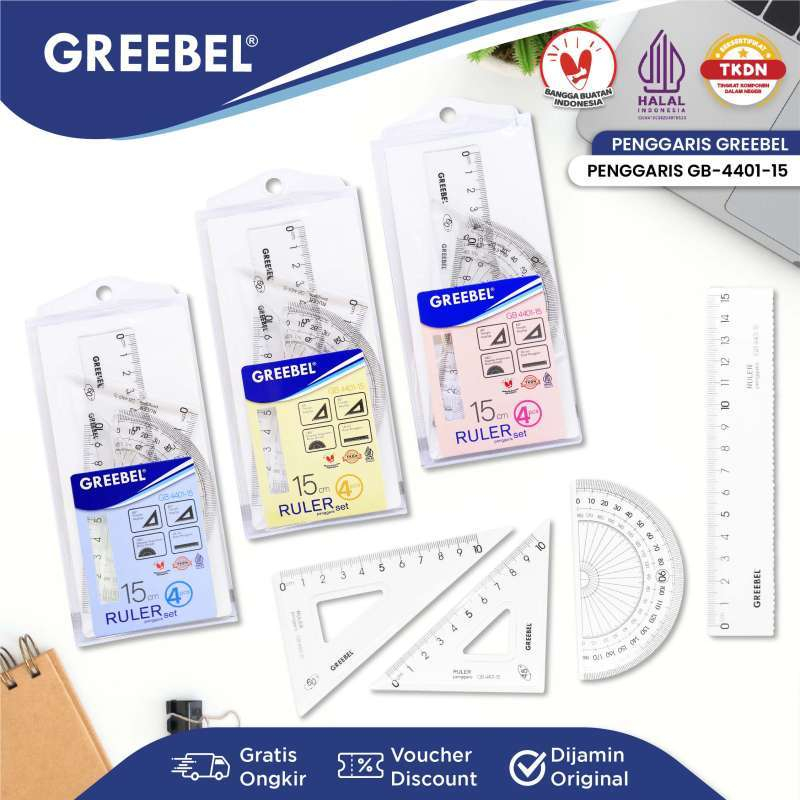 Jual GREEBEL RULER SET GB 4401-15 PENGGARIS ISI 4 BUSUR PENGGARIS ...