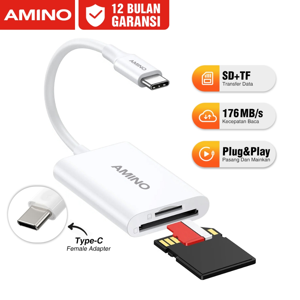Jual AMINO OTG 2 IN 1 USB C SD TF Memory Card Reader Adapter TYPE C ...