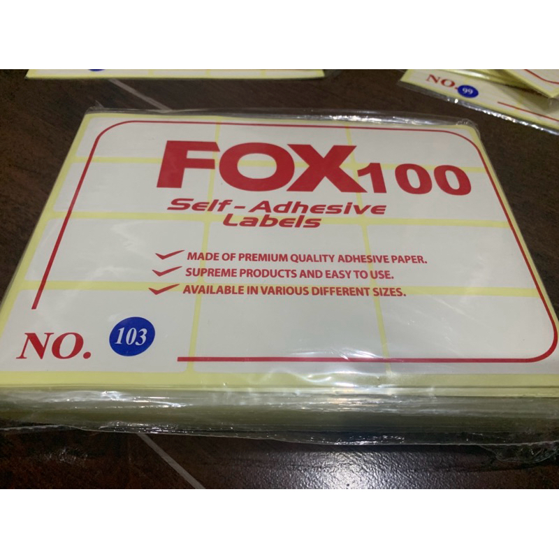 Jual Label Kertas || Stiker Label FOX 100 no 99&103 | Shopee Indonesia