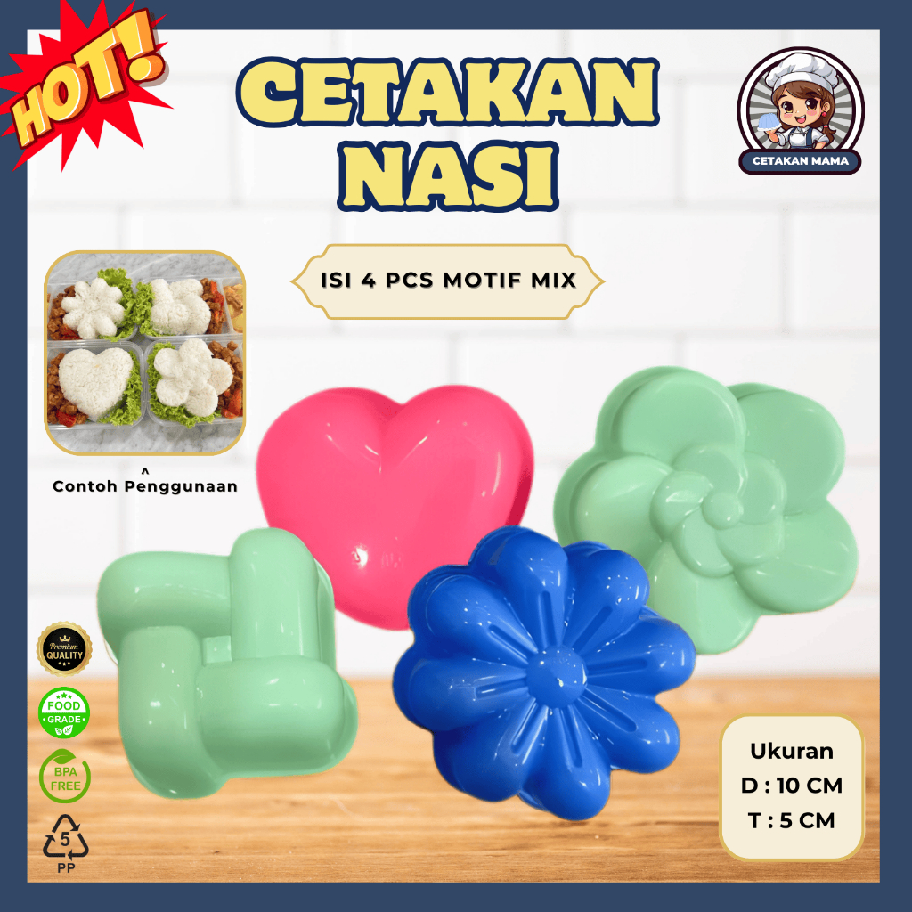 Jual [ISI 4 PCS] Cetakan Nasi Besar Jumbo Plastik 10 cm / Pencetak Nasi ...