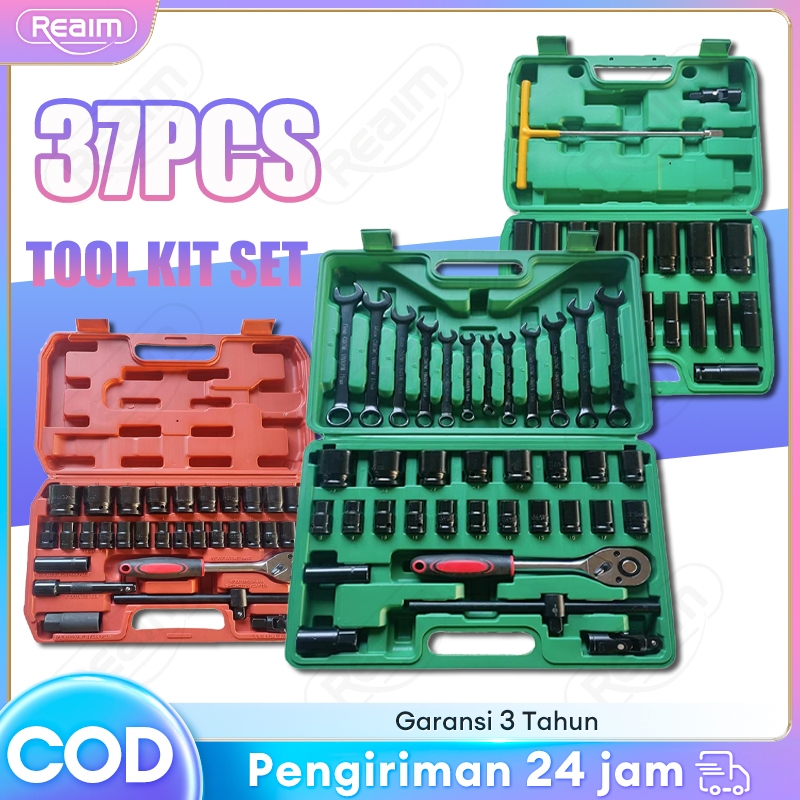 Jual 37 PC Set Socke Tool Kit Kunci Shock Set alat kunci pas soket Set alat mobil Set kotak alat ...