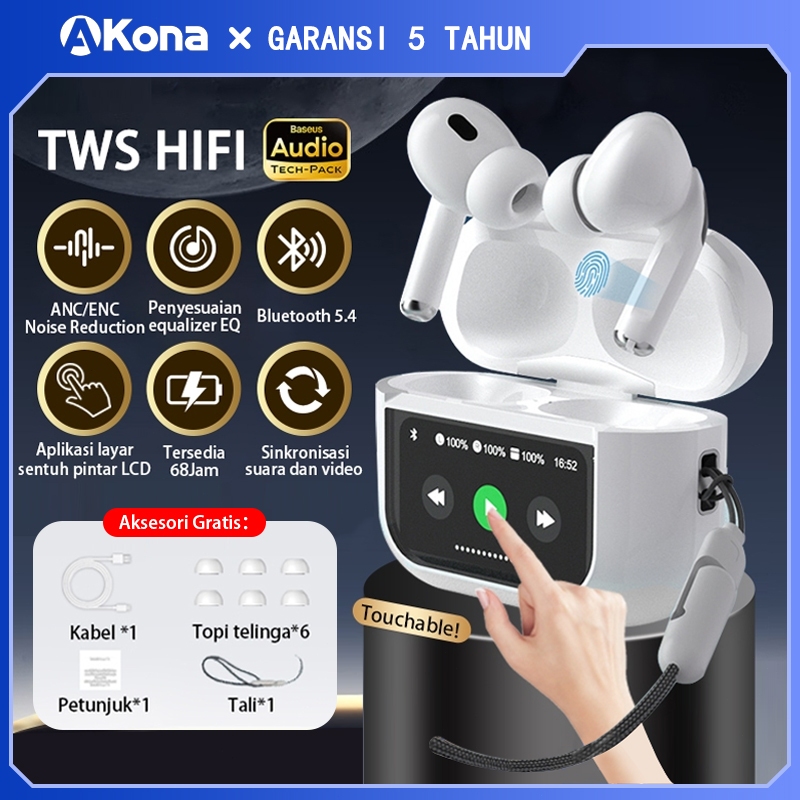 Jual Akona TWS Headset Earphone Bluetooth Wireless Super Full Bass Type-c ANC/ENC Suara Sekitar ...