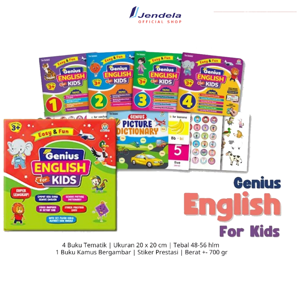Jual (Isi 4 Buku ) Buku Anak Paket Easy & Fun Genius English For Kids ...