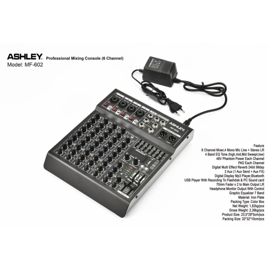 Jual Mixer Ashley MF 602 Original 6 Channel Bluetooth | Shopee Indonesia