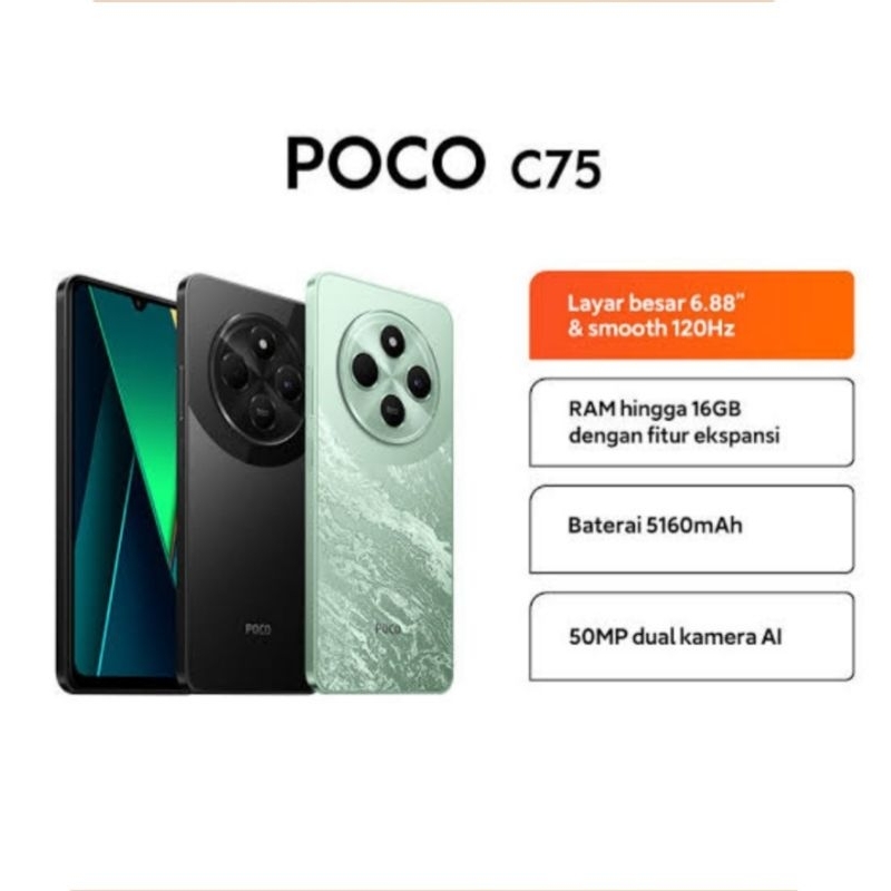 Jual HP XIAOMI POCO C75 8/256 GB - POCO C75 RAM 8GB ROM 256GB GARANSI RESMI | Shopee Indonesia
