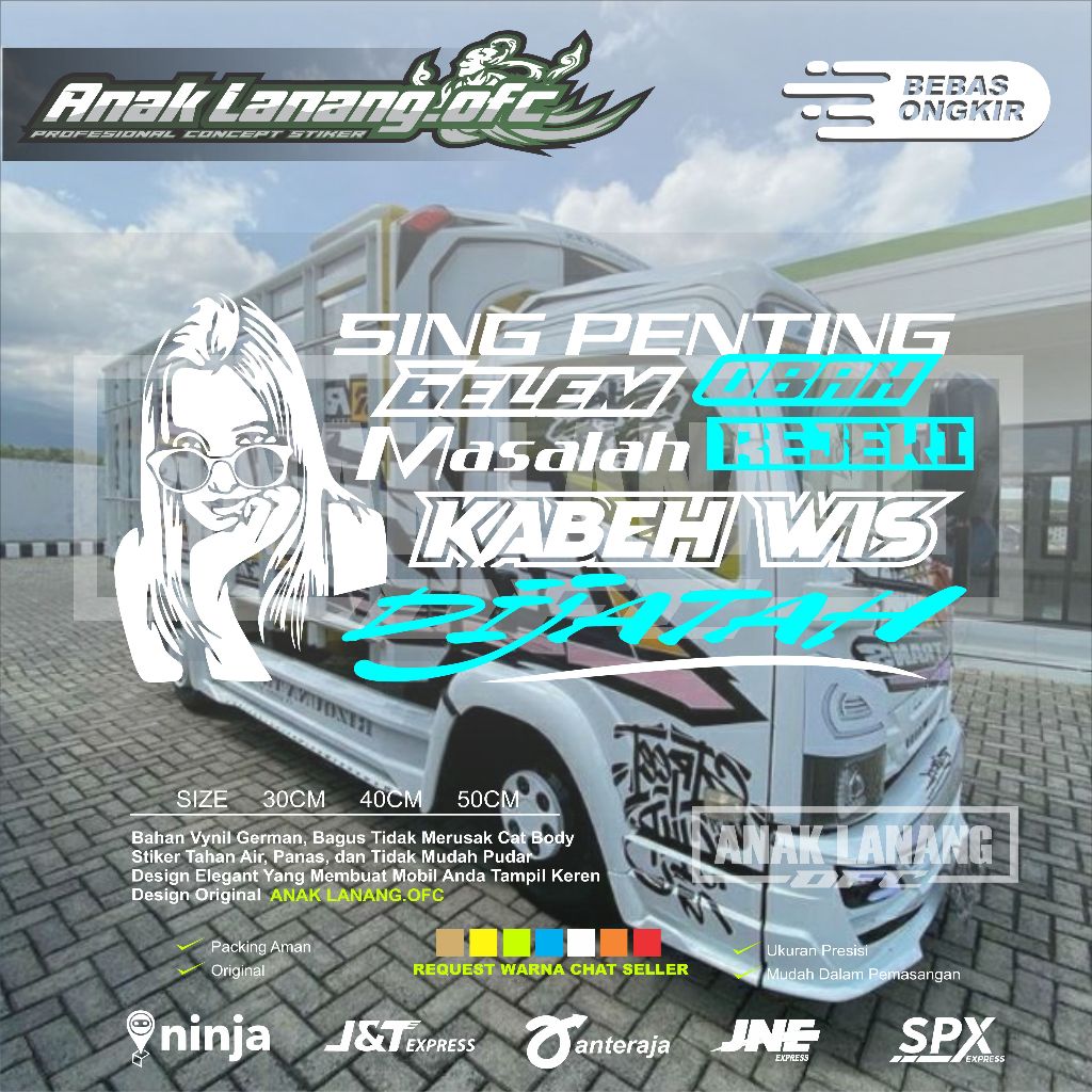 Jual Sticker kaca truk pickup mobil penting gelem obah masalah rejeki ...