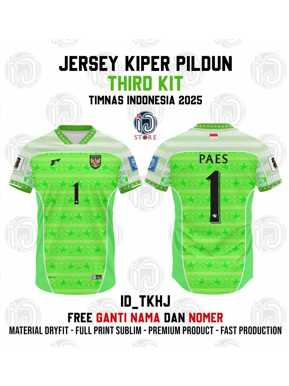 Jual Jersey Kiper Timnas Third Kit 2025, Full Printing. Free Pasang ...