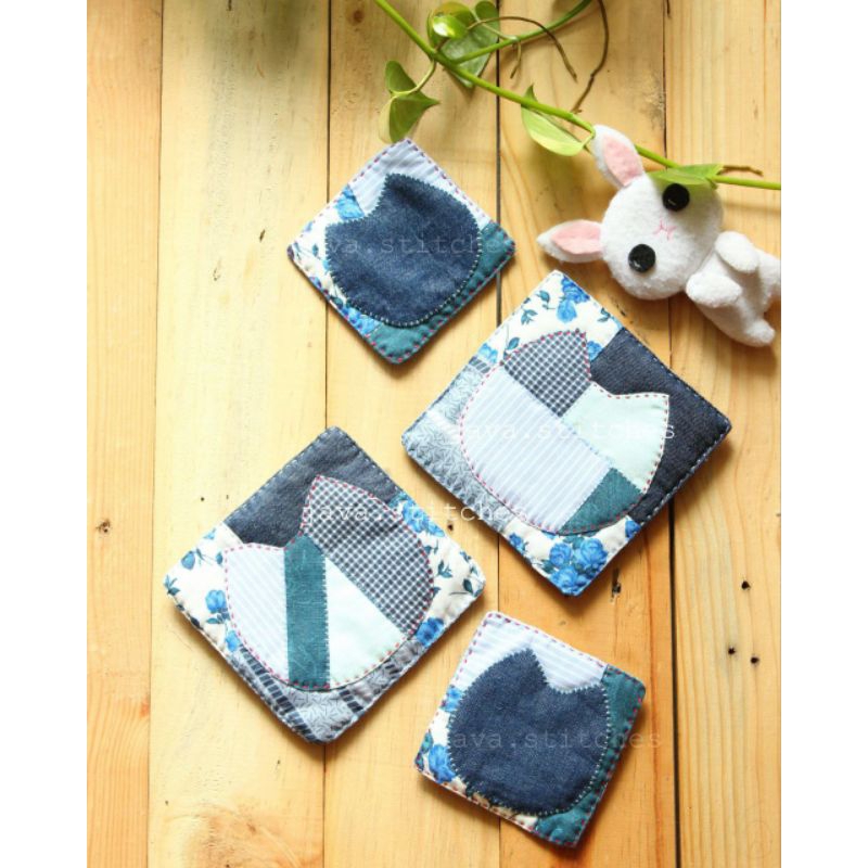 Jual coaster | coaster/tatakan piring gelas teko (1 set) berbahan kain ...