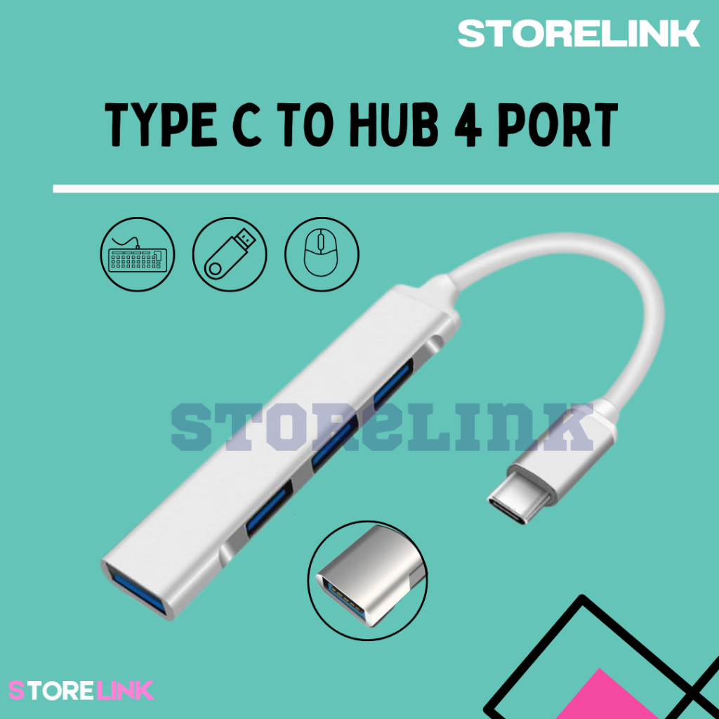 Jual Type C to Hub 4port USB 3.0 Type-C Hub Slim OTG Adapter to 4 Port ...