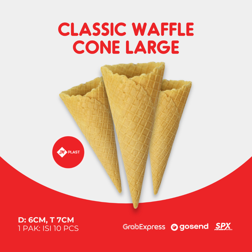 Jual CLASSIC CONE WAFFLE BESAR, OPAK ES KRIM - 6 CM x 14 CM, 1 PAK ISI ...