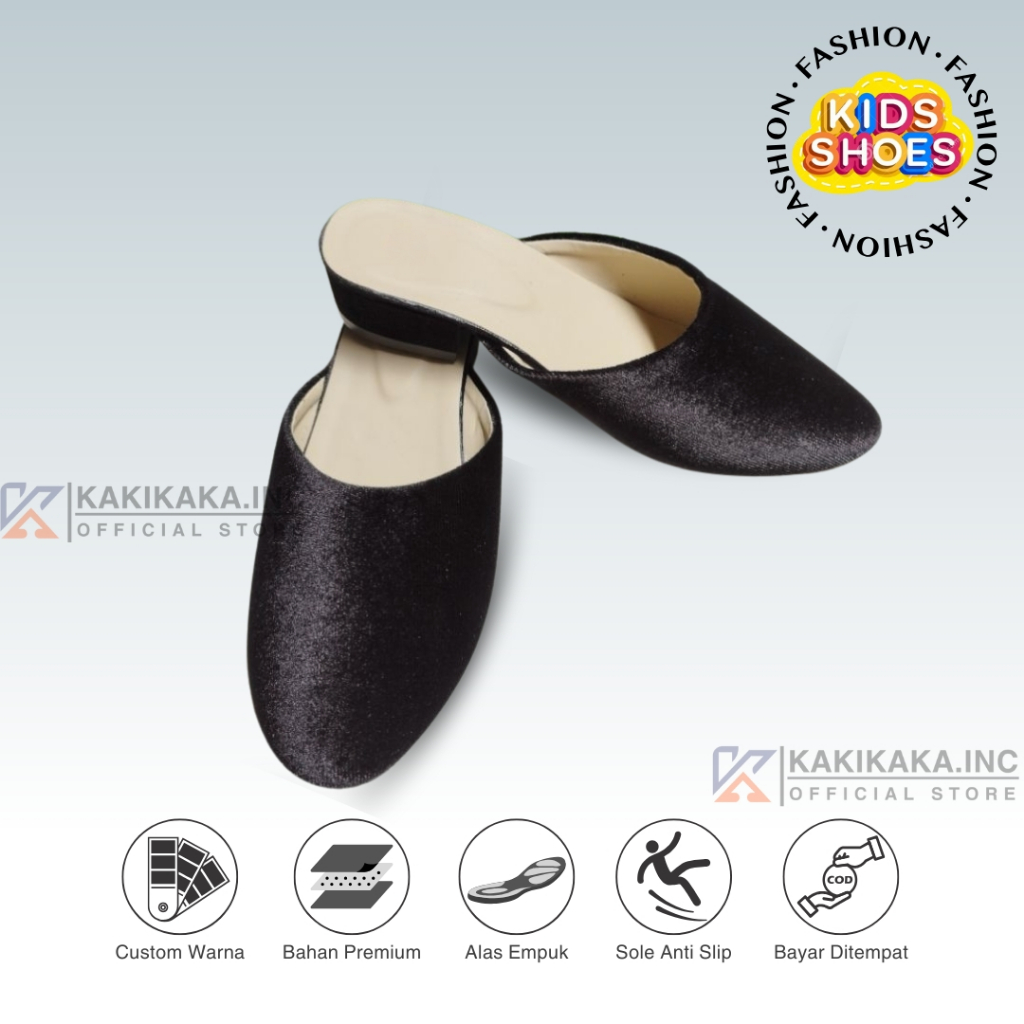 Jual Sepatu Selop Anak Bludru Premium Model Terbaru Hak Rendah Ukuran ...