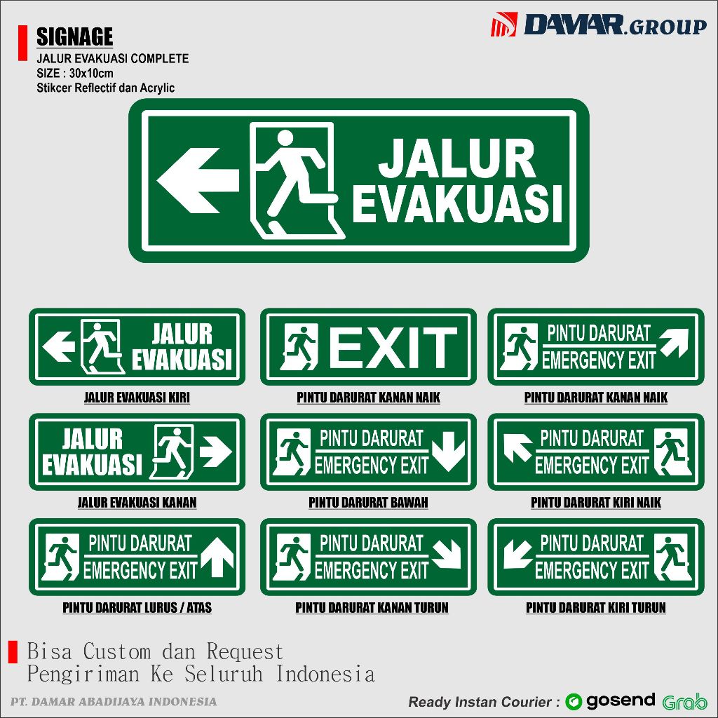 Jual JALUR EVAKUASI AKRILIK - Rambu Jalur Evacuation Route - Exit 30cm x 10cm Acrylic | Shopee ...