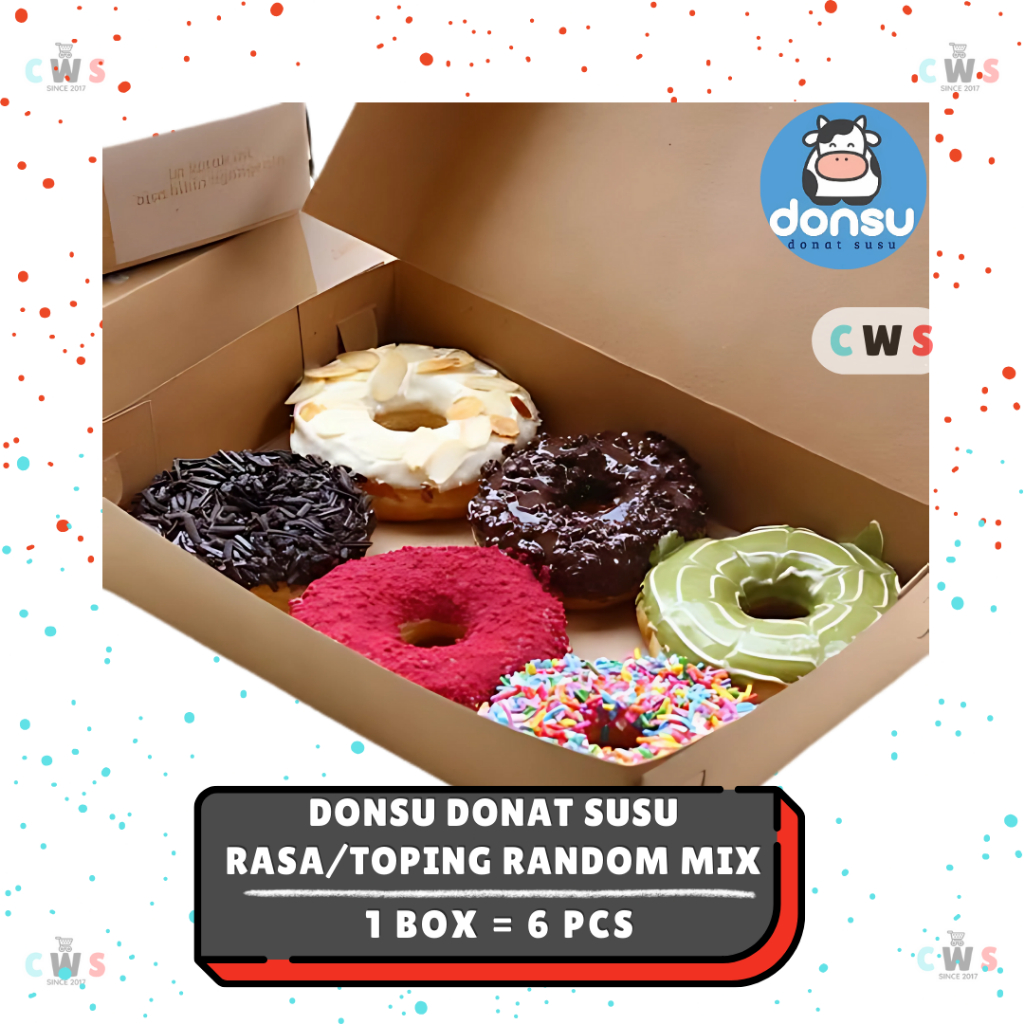Jual DONSU Donat Susu Mewah Toping Berlimpah Enak Rasa Random Mix - 1 Box / 6 Pcs | Shopee Indonesia
