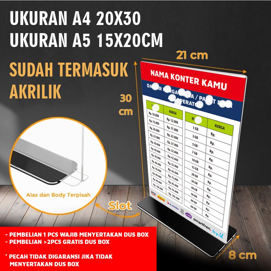 Jual PAKET AKRILIK MEJA DAFTAR HARGA ADMIN CUSTOM | Shopee Indonesia