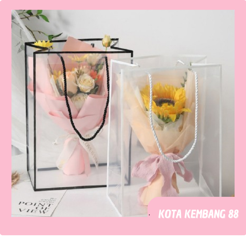Jual Paper Bag Transparant Tas Mika Polos Hand Bag Flower Gift Box Tas ...