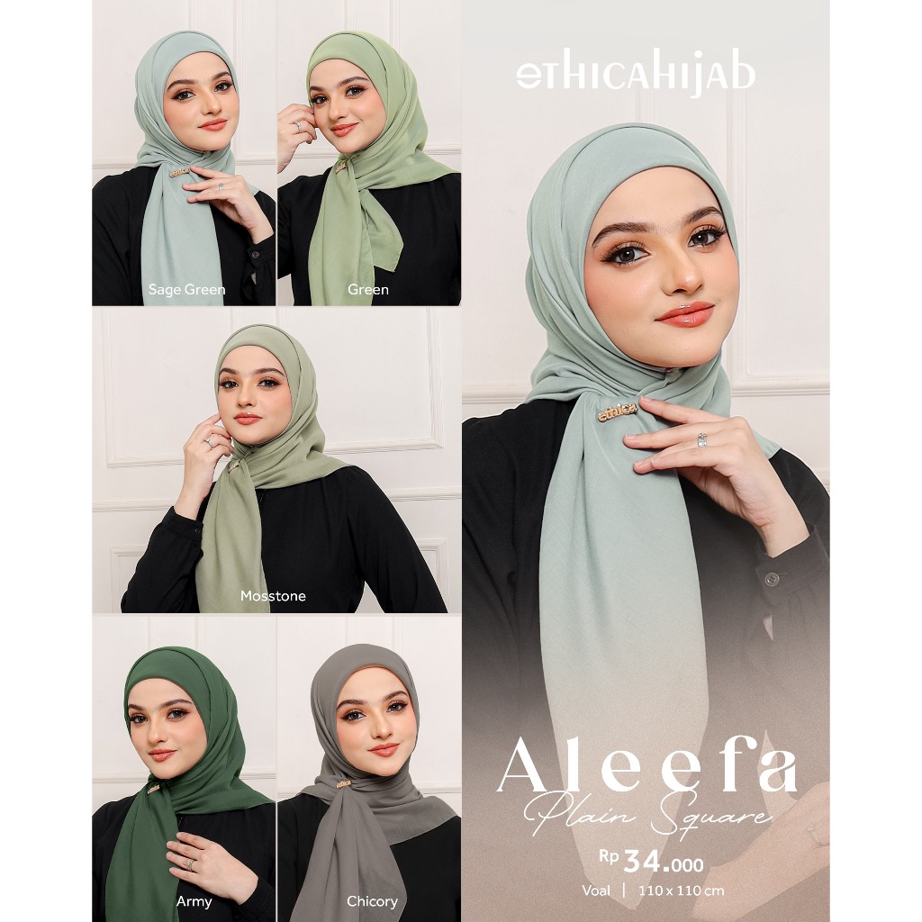 Jual Ethica Hijab | Aleefa Plain Square Segi Empat Wanita (Tipe E ...