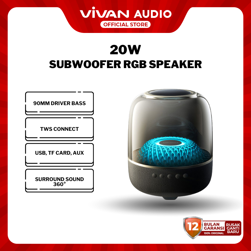 Jual VIVAN Super Bass Speaker RGB TWS Connect Bluetooth v5.3 20W ...